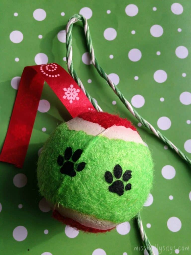 Dollar Store DIY Tennis Ball Dog Ornament - Miss Molly Says