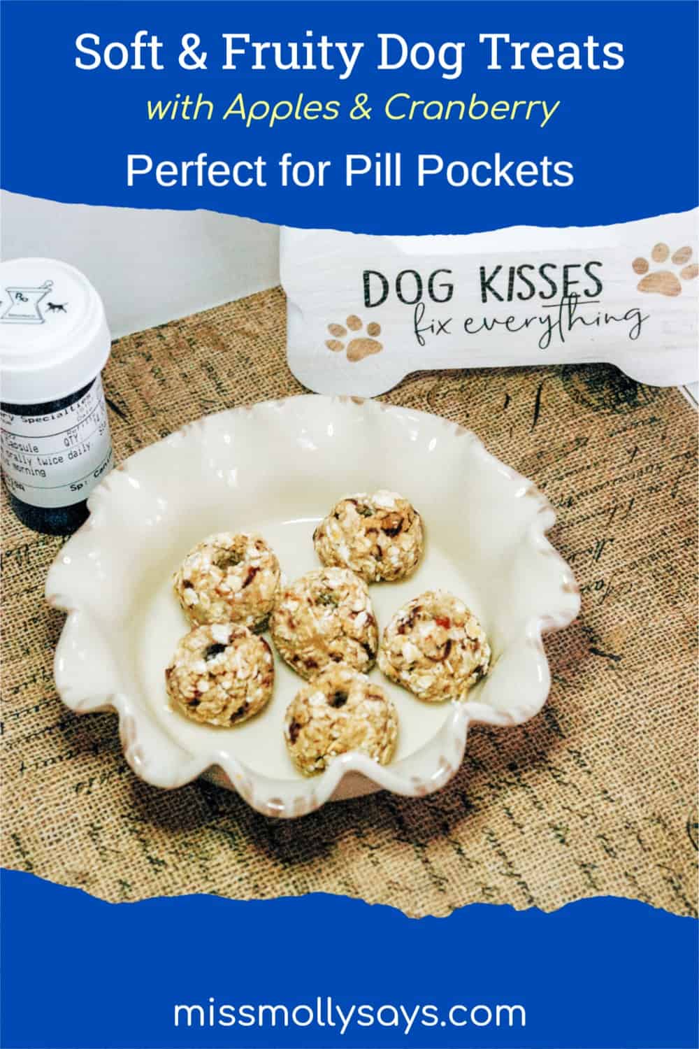 NO-BAKE Soft & Fruity Dog Treats with Apples & Cranberries