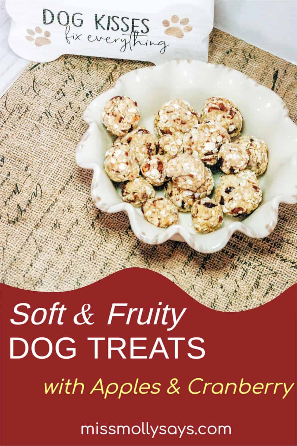 NO-BAKE Soft & Fruity Dog Treats with Apples & Cranberries