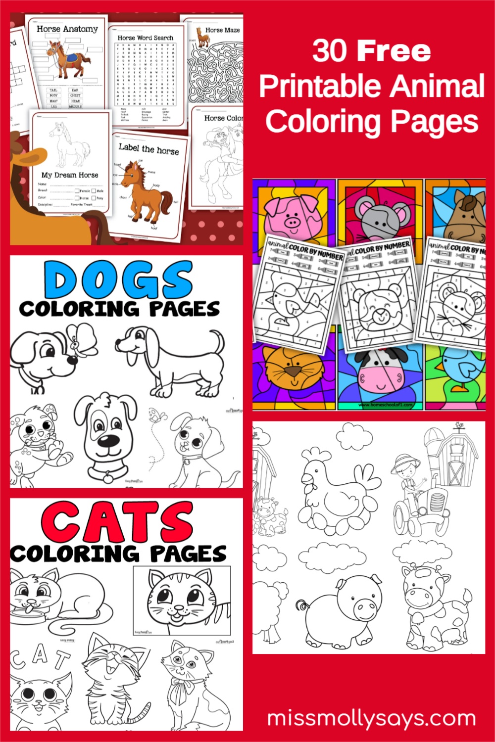 30 Free Printable Animal Coloring Pages for All Ages - Miss Molly Says