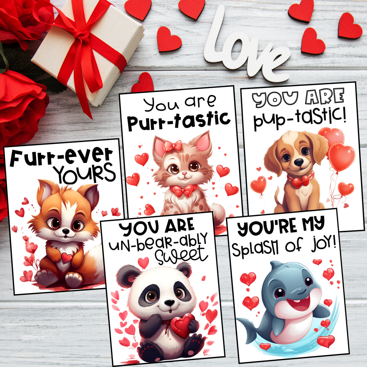Paw-sitively Adorable Printable Animal Valentine Cards - Miss Molly Says