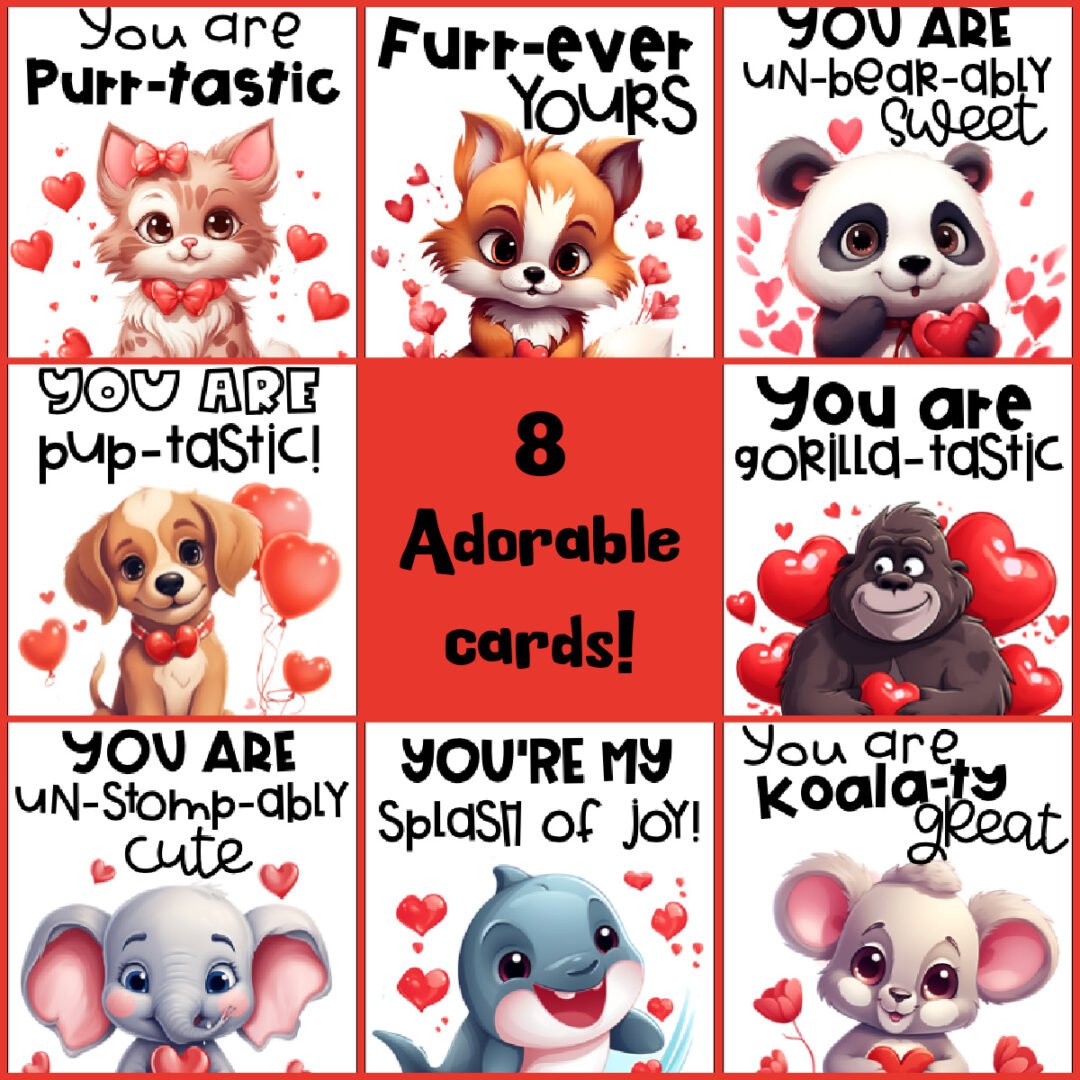 Paw-sitively Adorable Printable Animal Valentine Cards - Miss Molly Says