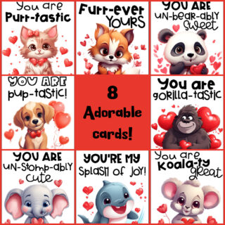 Paw-sitively Adorable Printable Animal Valentine Cards - Miss Molly Says