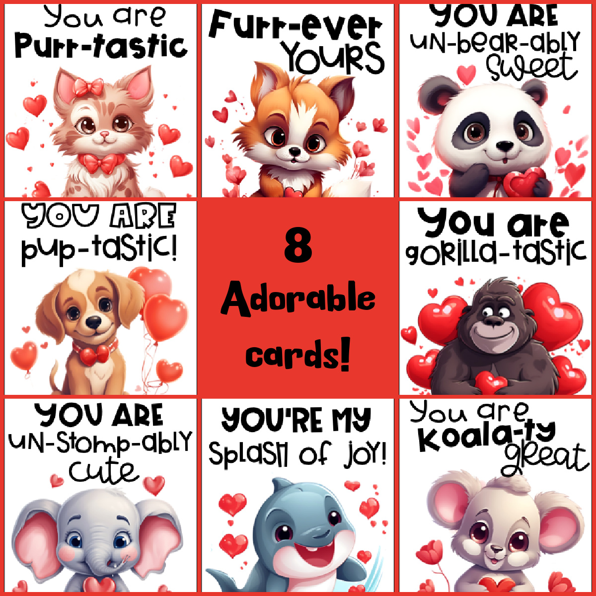 Paw-sitively Adorable Printable Animal Valentine Cards - Miss Molly Says