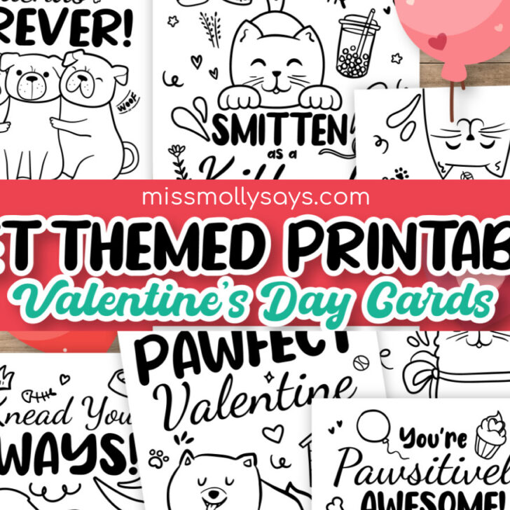 Paw-sitively Adorable Printable Animal Valentine Cards - Miss Molly Says