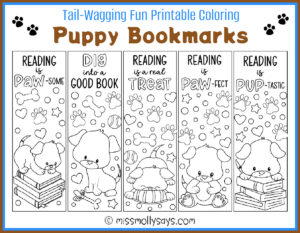Tail-Wagging Fun Printable Puppy Coloring Bookmarks - Miss Molly Says