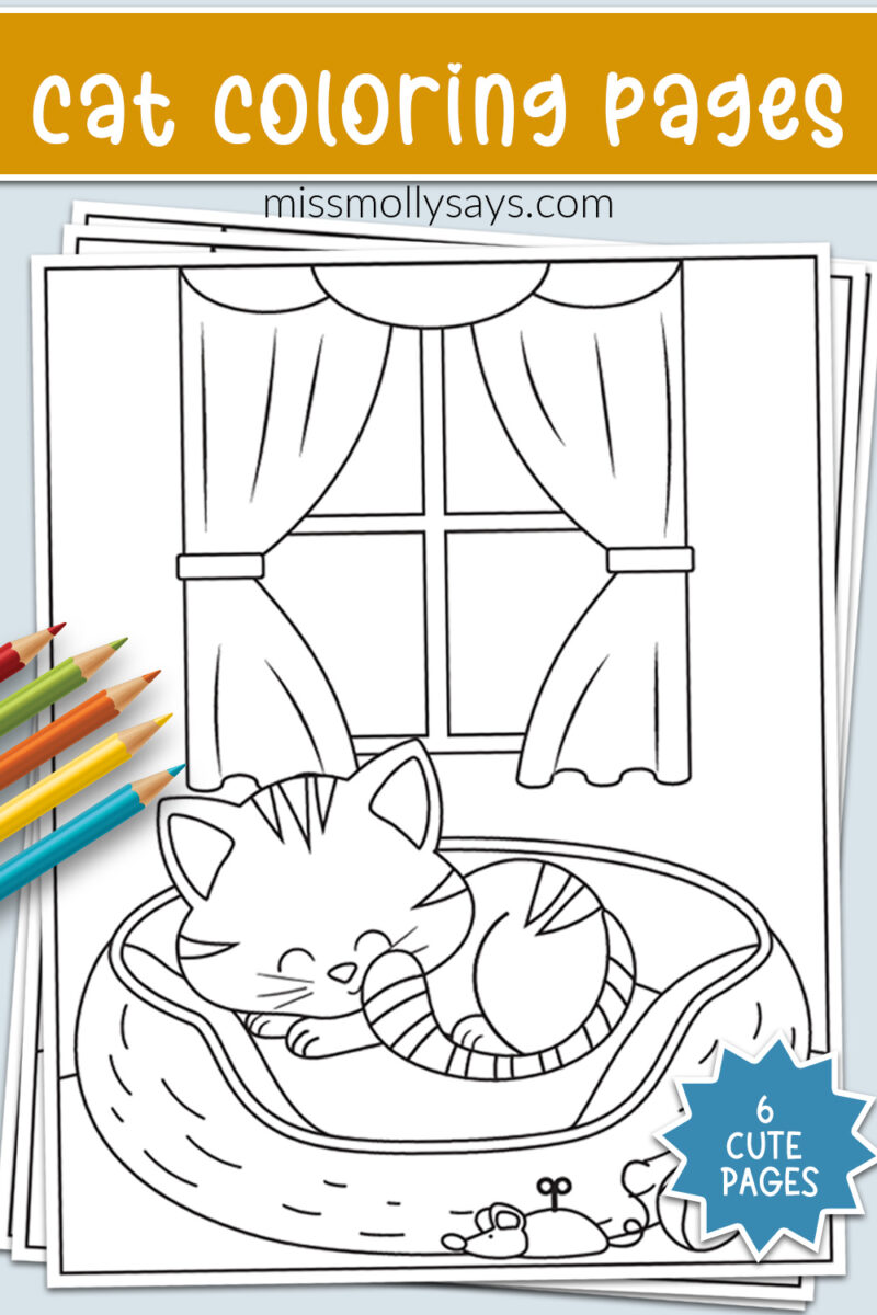 Free Cat Adoption Coloring Pages for Kids - Miss Molly Says