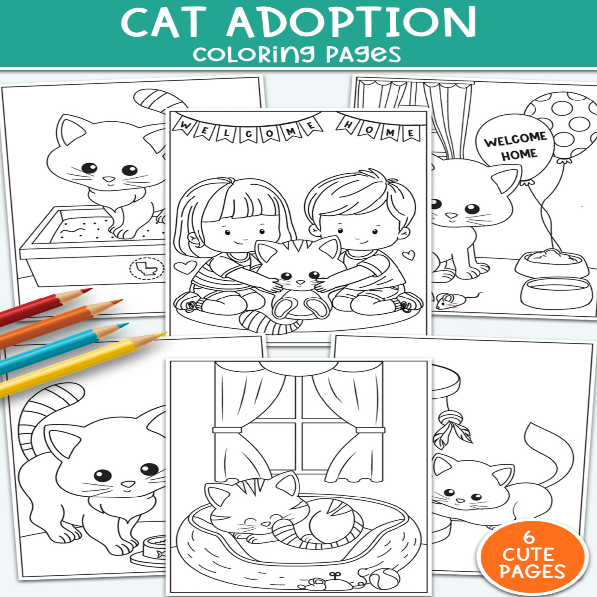 Free Cat Adoption Coloring Pages for Kids - Miss Molly Says