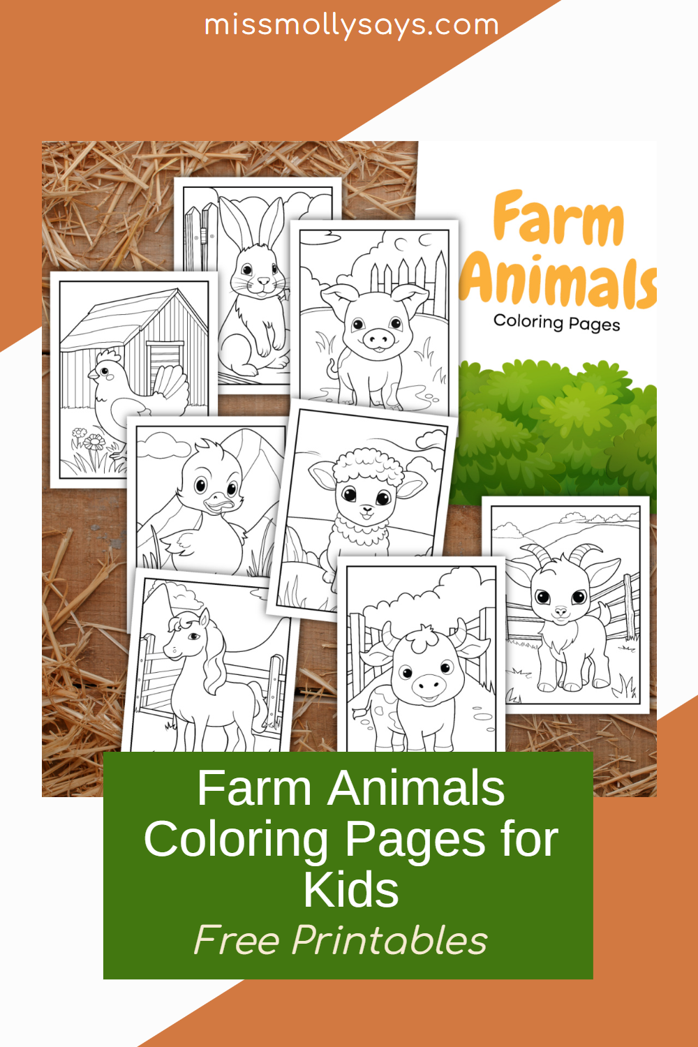 Free Farm Animals Coloring Pages for Kids- Miss Molly Says