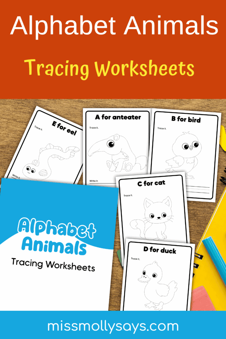 Free Printable Alphabet Animals Tracing Worksheets - Miss Molly Says