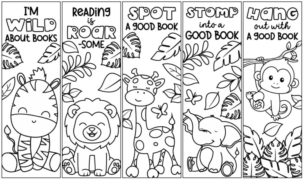 Free Printable Safari Animal Coloring Bookmarks - Miss Molly Says