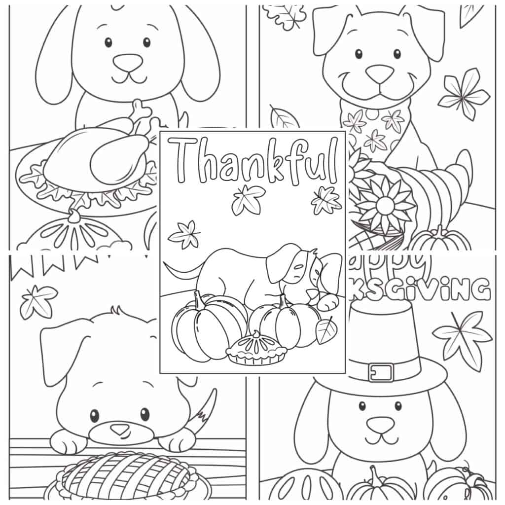 Cute Thanksgiving Dog Coloring Pages for Kids - Free Printables