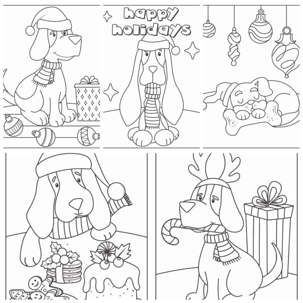 Christmas Dog Coloring Pages for Kids - Miss Molly Says
