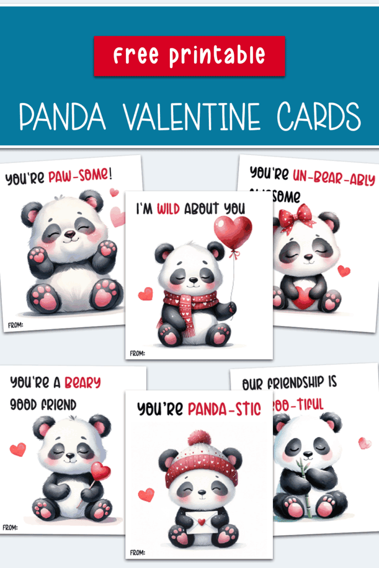 Free Printable Panda Valentine Cards for Kids - Miss Molly Says