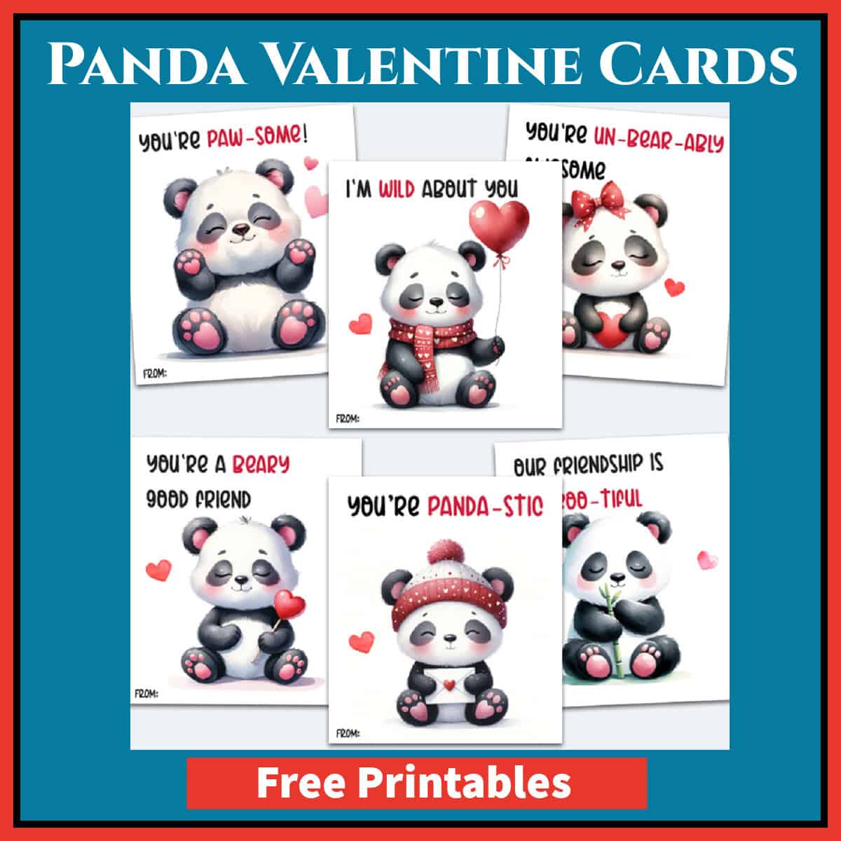 Free Printable Panda Valentine Cards for Kids - Miss Molly Says